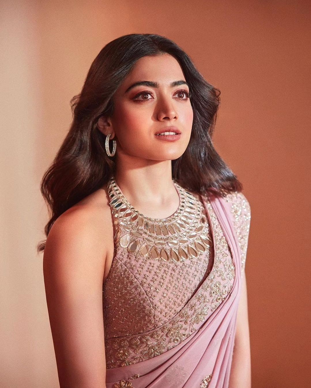 Radiant Beauty of Rashmika Mandanna in Her Stunning Pink Saree - TrackTollywood