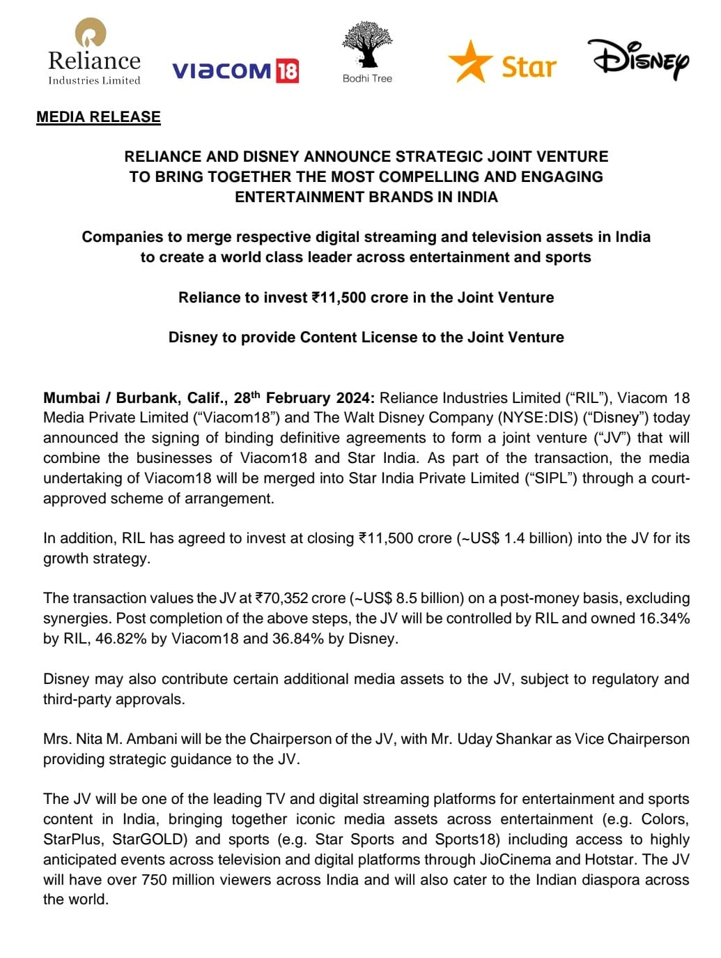 Reliance and Disney Merge: Here's What You Need to Know - TrackTollywood